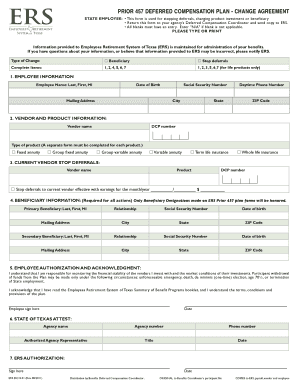 Fillable Online ers state tx Prior 457 DeferreD ComPensation Plan ...