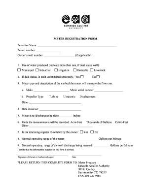 Fillable Online amr edwardsaquifer Meter Registration Form - Edwards ...