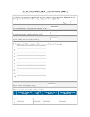 Fillable Online ONLINE UPCS INSPECTION QUESTIONNAIRE SAMPLE Fax Email ...