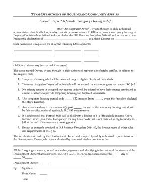 Fillable Online tdhca state tx Texas Department of Housing Community ...