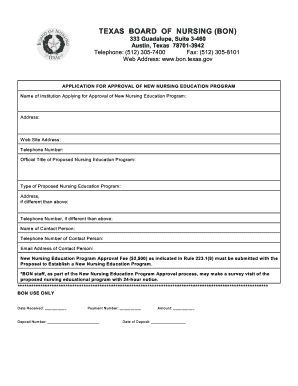 Fillable Online TEXAS BOARD OF NURSING BON Fax Email Print - pdfFiller