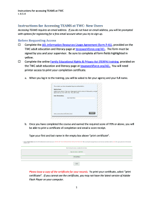Fillable Online Instructions for accessing TEAMS at TWC Fax Email Print ...