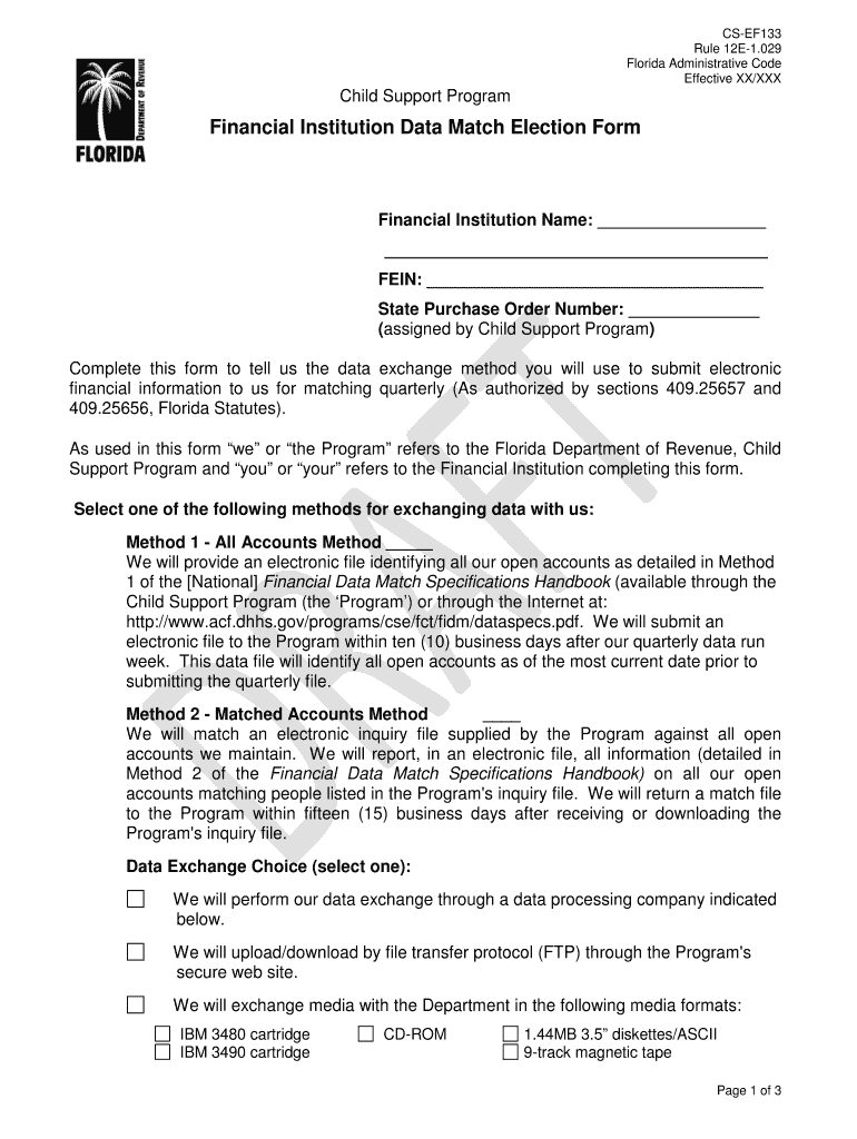 Fillable Online Financial Institution Data MatchElection Form Fax Email ...