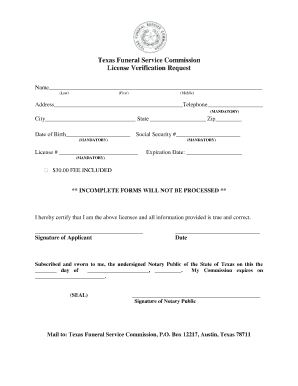 Fillable Online tfsc state tx Texas Funeral Service Commission License ...