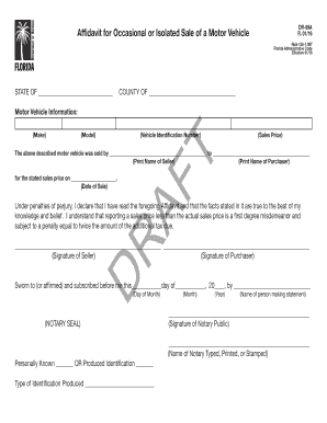 Fillable Online STATE OF COUNTY OF Motor Vehicle Information DRAFT Fax ...
