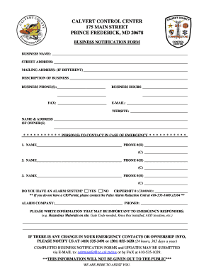 Fillable Online CALVERT CONTROL CENTER - Official Website Fax Email ...