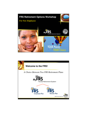 Fillable Online FRS Retirement Options Workshop - MyFRS Home Fax Email ...