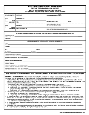 Fillable Online MASTER PLAN AMENDMENT APPLICATION PAHRUMP REGIONAL Fax ...
