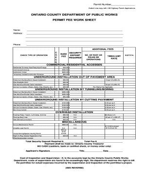 Fillable Online co ontario ny ONTARIO COUNTY DEPARTMENT OF PUBLIC WORKS ...