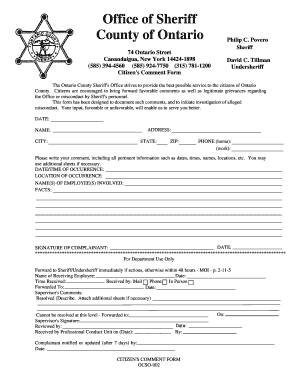 Fillable Online co ontario ny Office of Sheriff County of Ontario Fax Email Print - pdfFiller