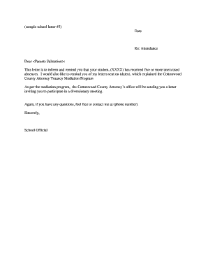 Fillable Online (sample school letter #3) Fax Email Print - pdfFiller