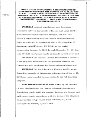 Fillable Online RESOLUTION AUTHORIZING A MEMORANDUM OF AGREEMENT BETWEEN Fax Email Print - pdfFiller