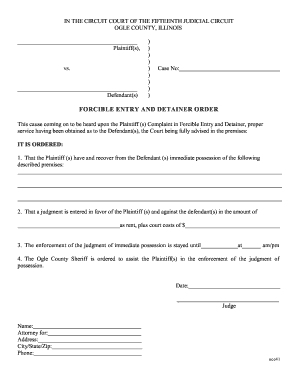 Fillable Online oglecounty FORCIBLE ENTR Y AND DETAINER ORDER - Ogle ...