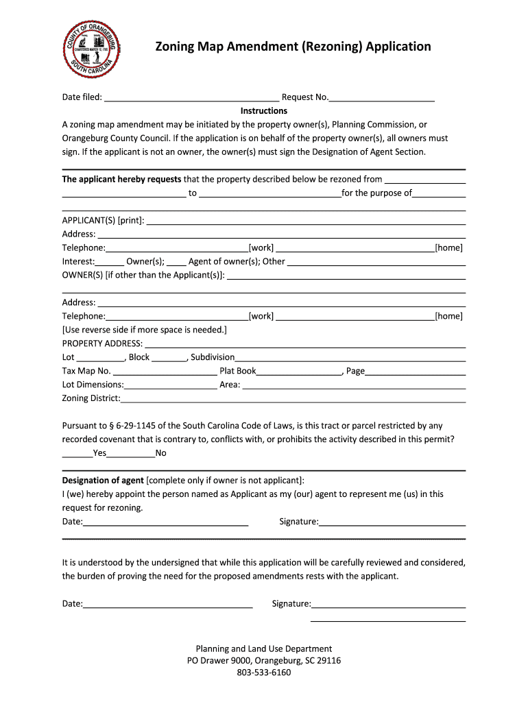 Fillable Online orangeburgcounty Zoning Map Amendment (Rezoning ...
