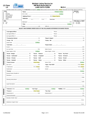 Fillable Online Multiple Listing Service for NM MultiBoard MLS LAND ...
