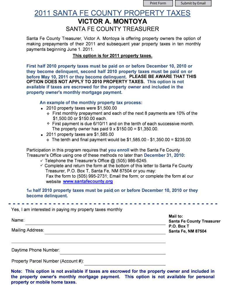 Fillable Online co santa-fe nm SANTA FE COUNTY TREASURER Fax Email ...