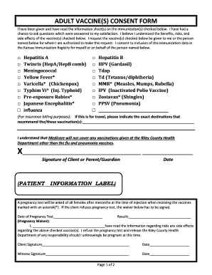 Fillable Online ADULT VACCINES CONSENT FORM - Official Website Fax ...