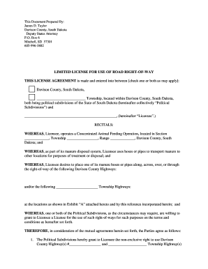 Fillable Online davisoncounty LIMITED LICENSE FOR USE OF ROAD RIGHT-OF ...