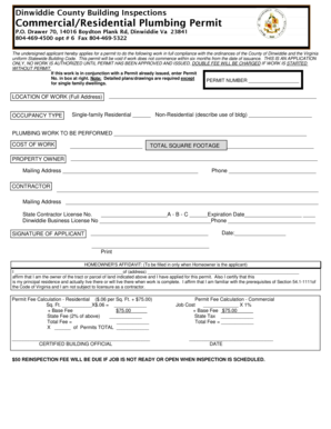 Fillable Online CommercialResidential Plumbing Permit Fax Email Print - pdfFiller