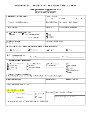 Fillable Online Trempealeau County Sanitary Permit Application Revised ...