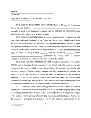 Fillable Online THIS DEED OF DEDICATION AND EASEMENT made this day of ...