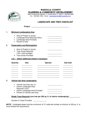 Fillable Online LANDSCAPE AND TREE CHECKLIST - Wakulla County Florida ...