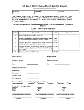 Fillable Online Will County Site Development Permit Submittal Checklist ...