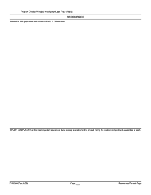 Fillable Online grants nih PHS 398 Rev 609 Resources Format Page ...
