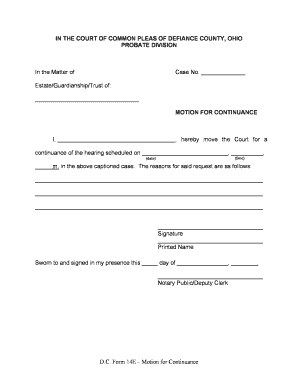 Fillable Online probate pro se motion for continuance Fax Email Print ...