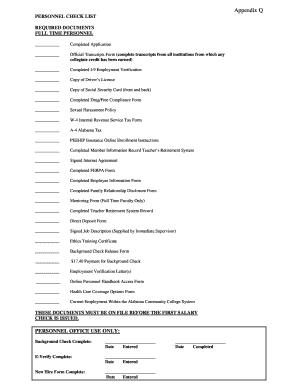 Fillable Online bscc PERSONNEL CHECK LIST - Change Your Life - bscc Fax ...