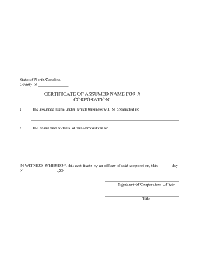 Fillable Online CERTIFICATE OF ASSUMED NAME FOR A Fax Email Print ...