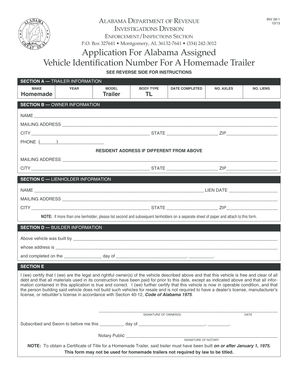 Fillable Online revenue alabama Application For Alabama Assigned ...