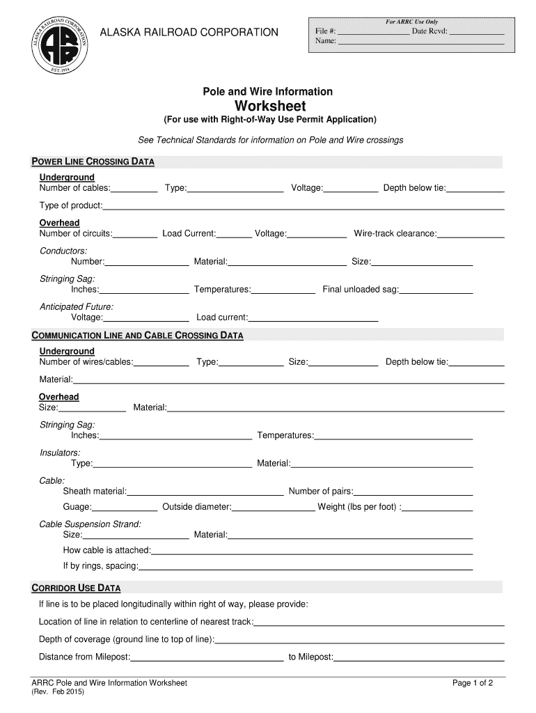 Fillable Online Pole and Wire Information Worksheet - Alaska Railroad ...