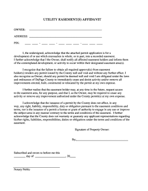 Fillable Online dupageco UTILITY EASEMENTS AFFIDAVIT - DuPage County ...