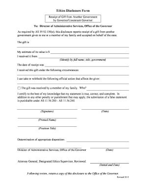 Fillable Online law alaska Receipt of Gift from Another Government Fax ...