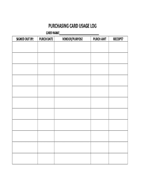 Fillable Online PURCHASING CARD USAGE LOG - Dinwiddie County VA Fax ...