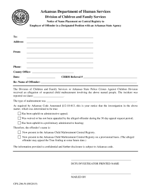 Fillable Online humanservices arkansas Employer of Offender in a ...