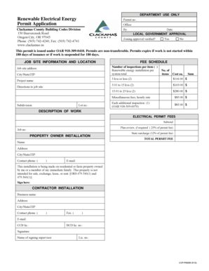 Fillable Online clackamas Renewable Electrical Energy Permit ...