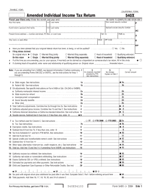 Fillable Online ftb ca 2004 Amended Individual Income Tax Return ...