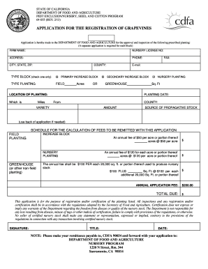 Fillable Online cdfa ca APPLICATION FOR THE REGISTRATION OF GRAPEVINES ...