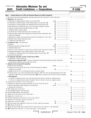 Fillable Online ftb ca Schedule P 100 - 1999 Alternative Minimum Tax ...
