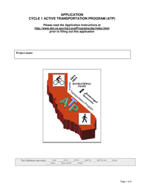 Fillable Online catc ca APPLICATION CYCLE 1 ACTIVE TRANSPORTATION PROGRAM ATP - catc ca Fax ...