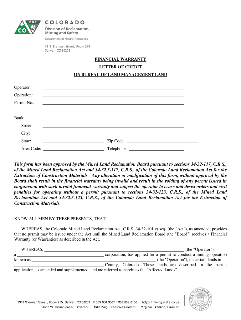 Fillable Online This form has been approved by the Mined Land ...