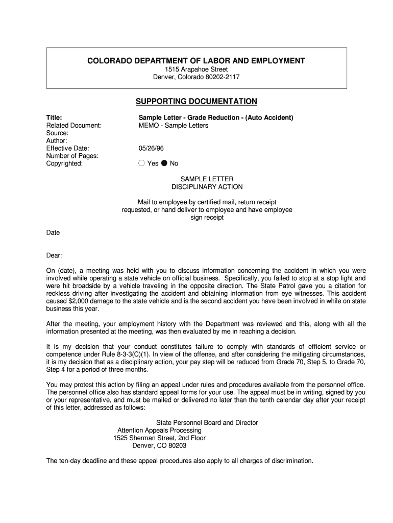 Fillable Online Sample Letter - Grade Reduction - (Auto Accident) Fax ...