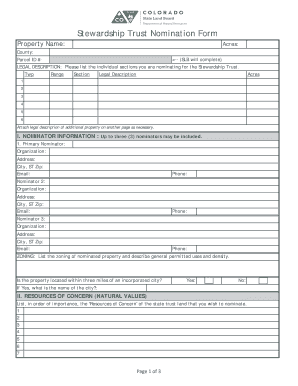 Fillable Online trustlands state co Stewardship Trust Nomination Form ...
