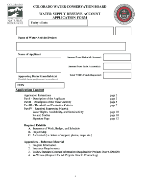 Fillable Online cwcb state co COLORADO WATER CONSERVATION BOARD Fax ...