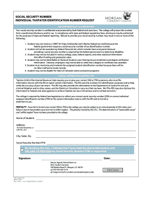 Fillable Online SOCIAL SECURITY NUMBER INDIVIDUAL TAXPAYER ...