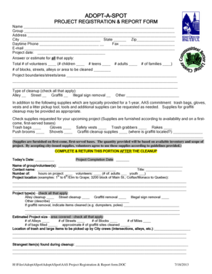 Fillable Online denvergov ADOPT-A-SPOT PROJECT REGISTRATION REPORT FORM ...