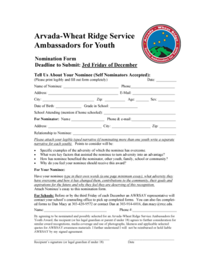 Fillable Online rrcc Arvada Wheat Ridge Service Ambassadors for Youth ...