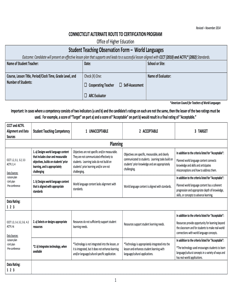 Fillable Online ctohe Outcome Candidate will present an effective ...
